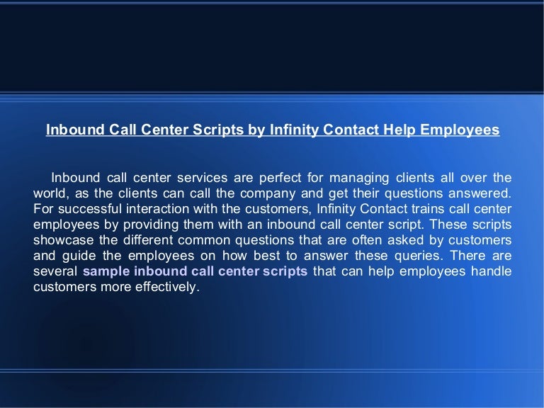 Inbound call center scripts by infinity contact help employees