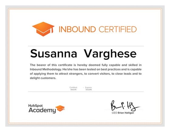 HubSpot Certification Cert | PPT