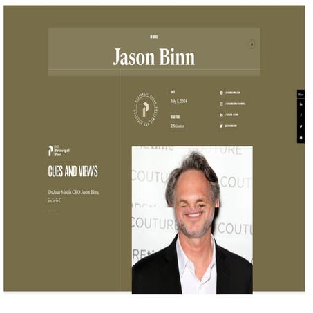 Principal Post: DuJour Media CEO Jason Binn, in brief. | PDF