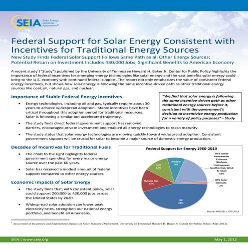 Federal Energy Incentives Fact Sheet | PDF