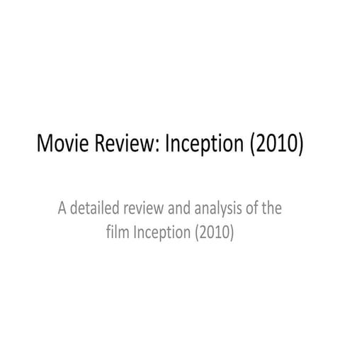 Christopher Nolan's Inception Movie Review | PDF