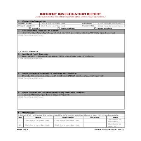 INCIDENT INVESTIGATION REPORT Form # HSEQ - IIR Rev 9 -.docx