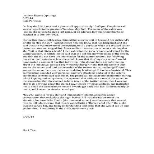 An incident report presentation | PPTX