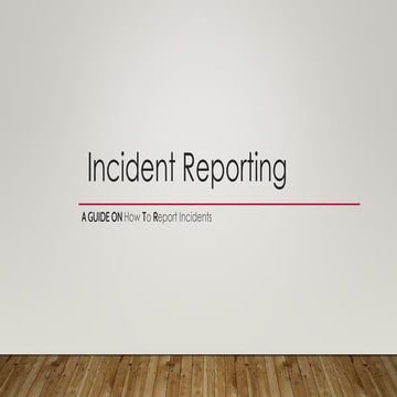 Incident reporting | ODP