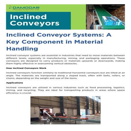 Inclined Conveyor Systems: A Key Component in Material Handling | PDF