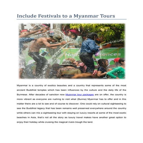 Include festivals to a myanmar tours | PDF