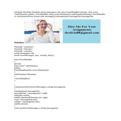 Include Include Include Using Namespace Std Class Errorhandlerdocx 