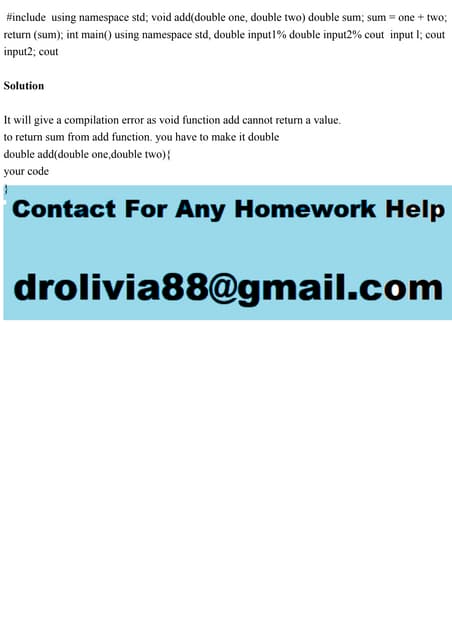 Include Using Namespace Std Void Adddouble One Double Two Doublpdf
