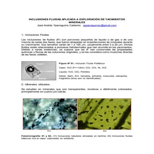 Inclusiones fluidas aplicadas a la exploración minera. | DOCX