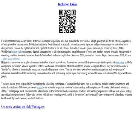 Inclusion Essay | PPT