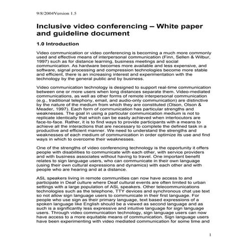 Inclusive video conferencing – White paper and guideline document | PDF