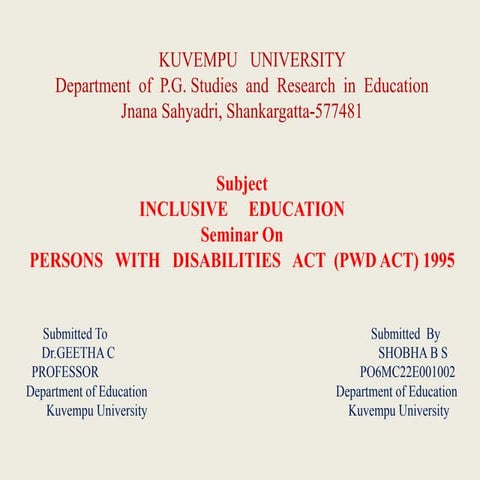 person with disability act (PWD - 1995) | PPTX