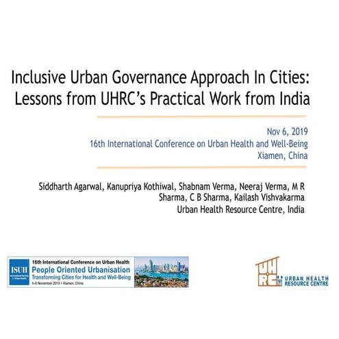 Inclusive Urban Governance Approach In Cities: Lessons from UHRC’s ...