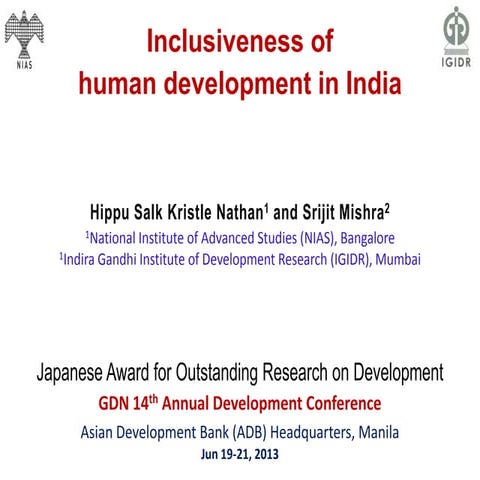 Inclusiveness of human development in India | PPSX