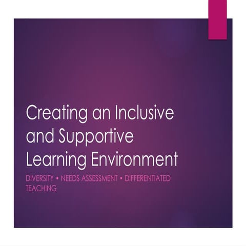 Inclusive Learning Environment for Learnered Centered Classroom | PPTX