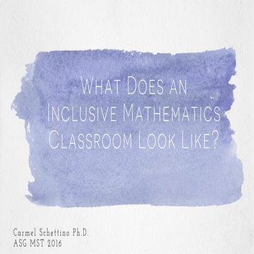 What Does an Inclusive Math Classroom Look Like? | PDF