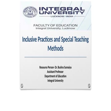 Inclusive Practices and Special Teaching Methods | PPTX