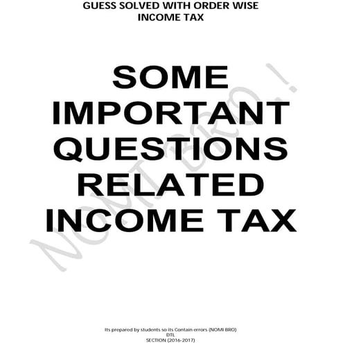 Income tax-notes PU | PDF