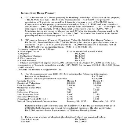 Income from house property sums | PDF