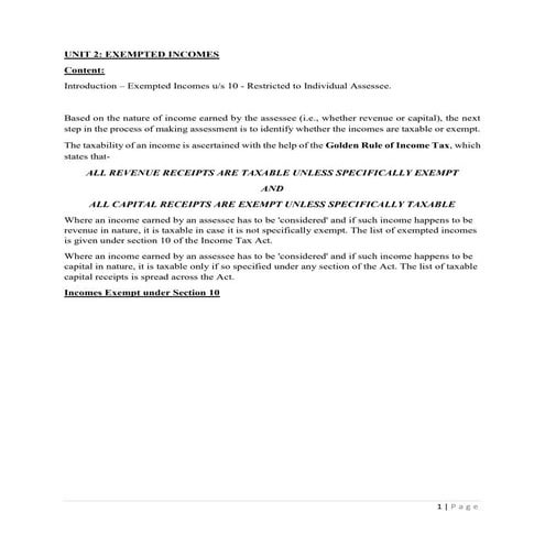 UNIT 2: EXEMPTED INCOMES | PDF