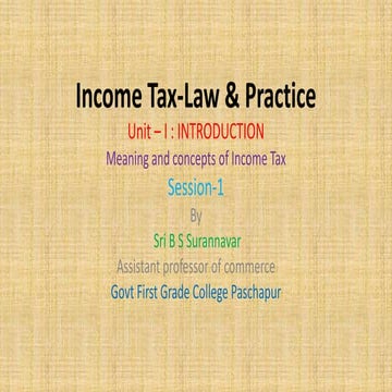 Income Tax-I Session-1.1.pptx | Personal Taxes | Personal Finance