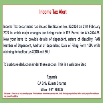 Income Tax Alert - To curb Fake Deductions | PDF