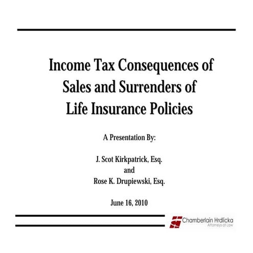 Income Tax Consequences Of The Sales And Surrenders Of Life Insurance ...