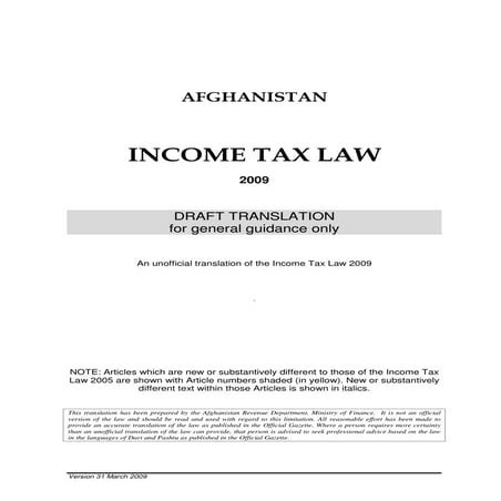 Income tax law_2009__english__provisional_translation[1] | PDF