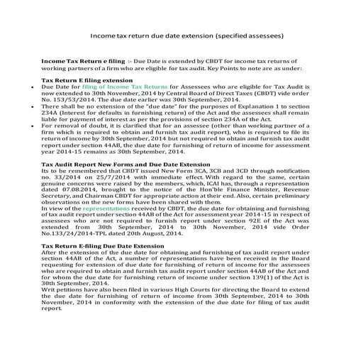 Income tax return due date extension | DOCX