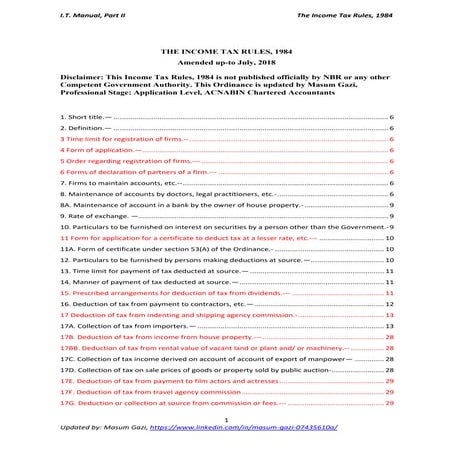 The Income tax rules 1984 updated up to July 2018 | PDF