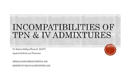 IV Drug Incompatibilities | PPTX