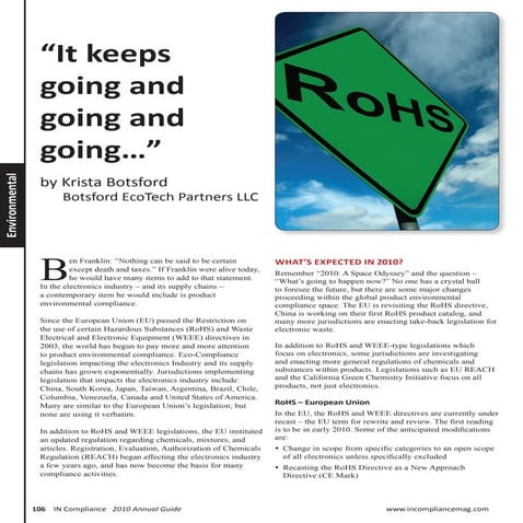In Compliance Magazine - RoHS Status Article | PDF | Financial ...