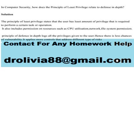 In Computer Security How Does The Principle Of Least Privilege Relapdf