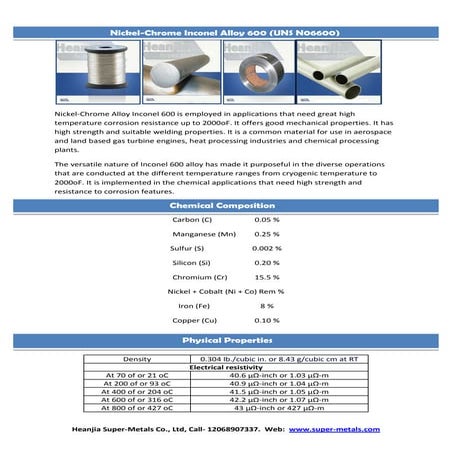 Inconel Alloy 600 | PDF
