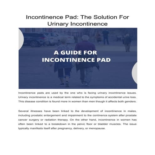 Incontinence pad the solution for urinary incontinence | PDF