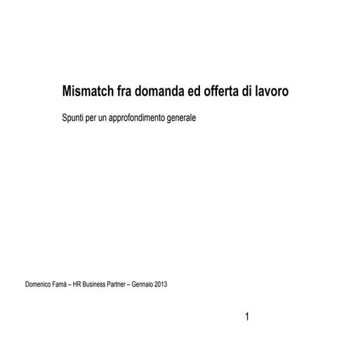 Incontro Domanda-Offerta | PPT