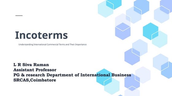 Visual display of inco-terms. | PPTX | Logistics | Business