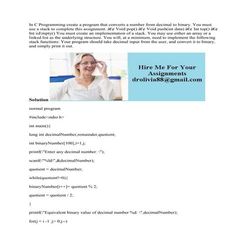 In C Programming create a program that converts a number from decimal.docx | Programming ...