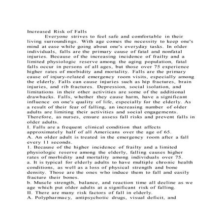 Increased Risk of Falls Everyone strives to feel safe a | DOCX