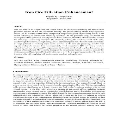 Iron Ore Filtration Enhancement Using Filter Aid | PDF