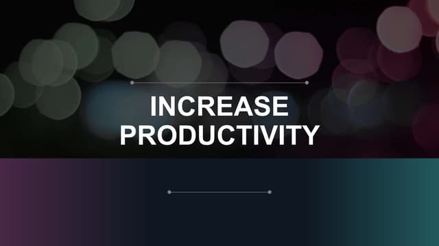 Productivity improvement techniques | PPTX