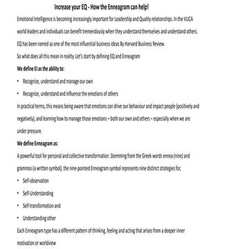 Increase your EQ-How the enneagram can help! | PPTX