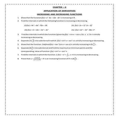 Increasing and decreasing functions | DOCX