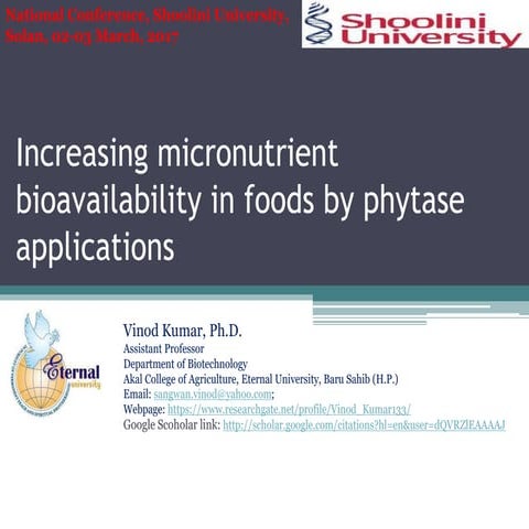 Increasing micronutrient bioavailability in foods by phytase ...
