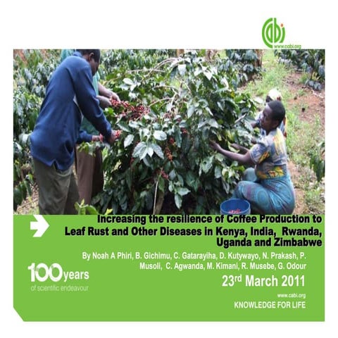 Increasing theResilience of Coffee Production to Leaf Rust and Other ...