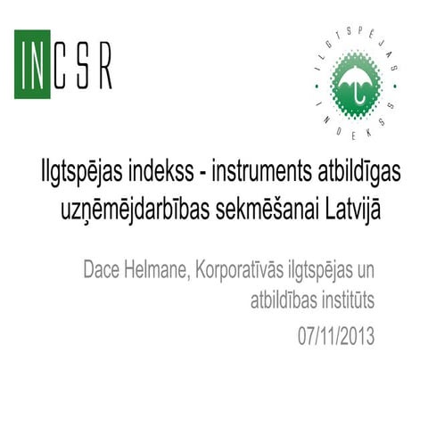Ilgtspējas indekss - instruments atbildīgas uzņēmējdarbības sekmēšanai ...