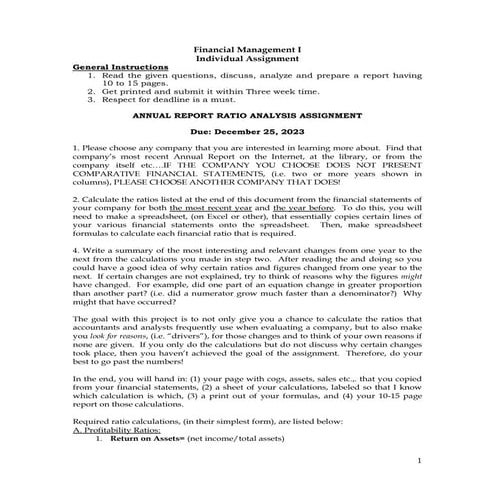 Annual Report Analysis Ration Assignment Docx 9061