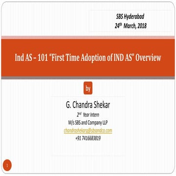 Ind AS - 101 "First Time Adoption of IND AS" Overview | PPTX