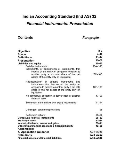 IAS 32: Presentation of Financial Instruments | PPT