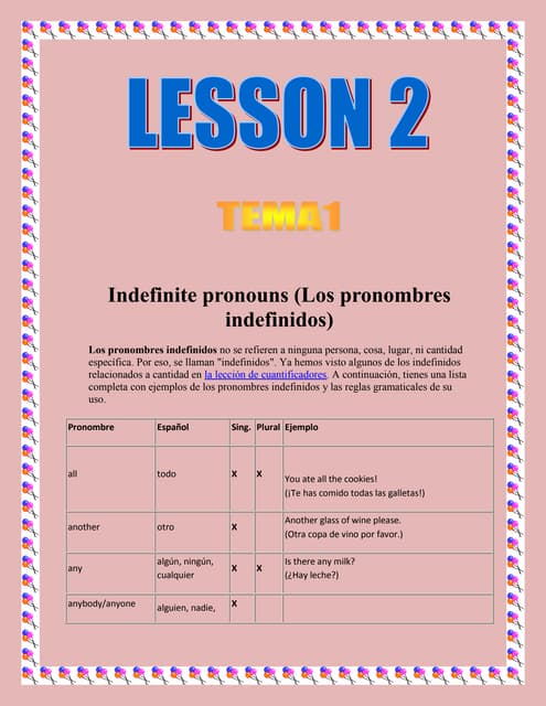 Indefinite y relative pronouns | PDF